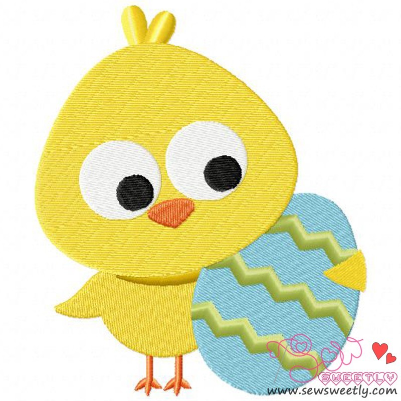 Easter Chick With Egg Embroidery Design Pattern