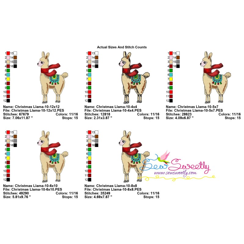 Christmas Llama-8 Embroidery Design Pattern