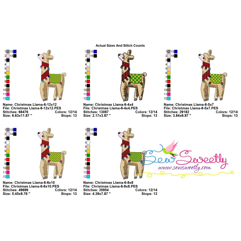 Christmas Llama-4 Embroidery Design Pattern