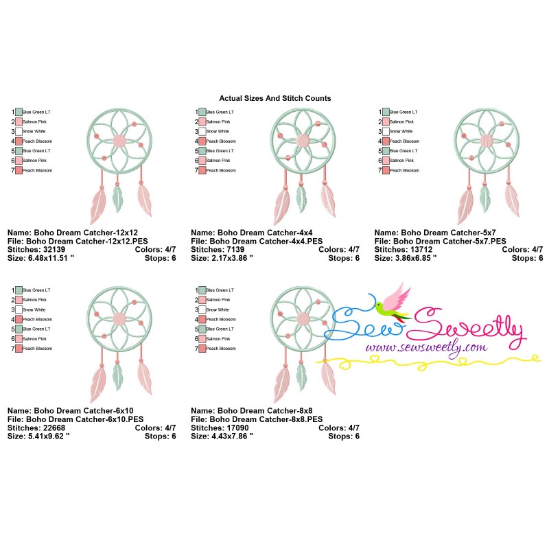 Boho Dream Catcher Embroidery Design Pattern