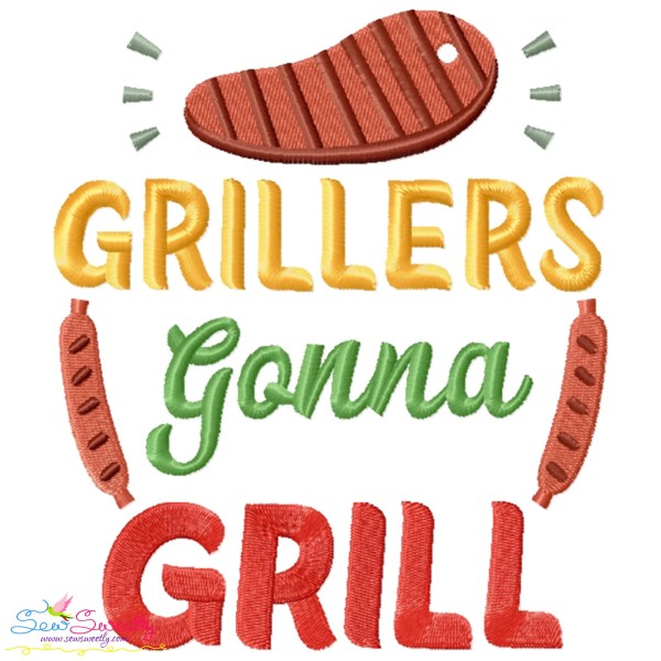 Grill And Barbeque Lettering Embroidery Design Pattern Bundle