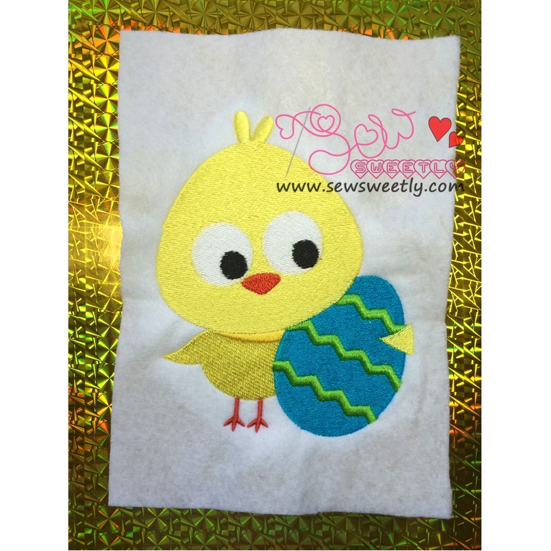 Easter Chick With Egg Embroidery Design Pattern