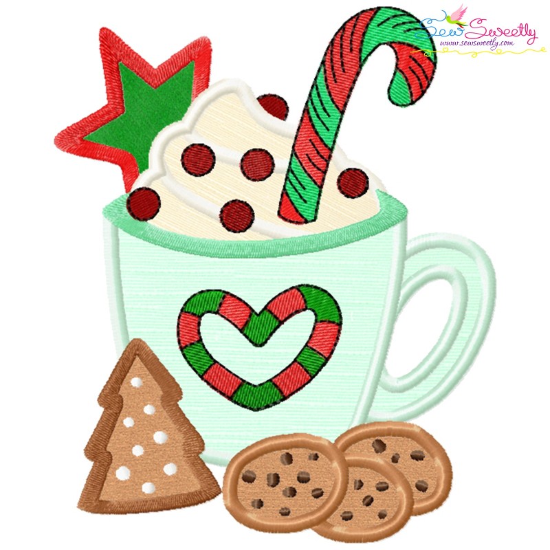 Christmas Hot Chocolate Cups Applique Design Bundle