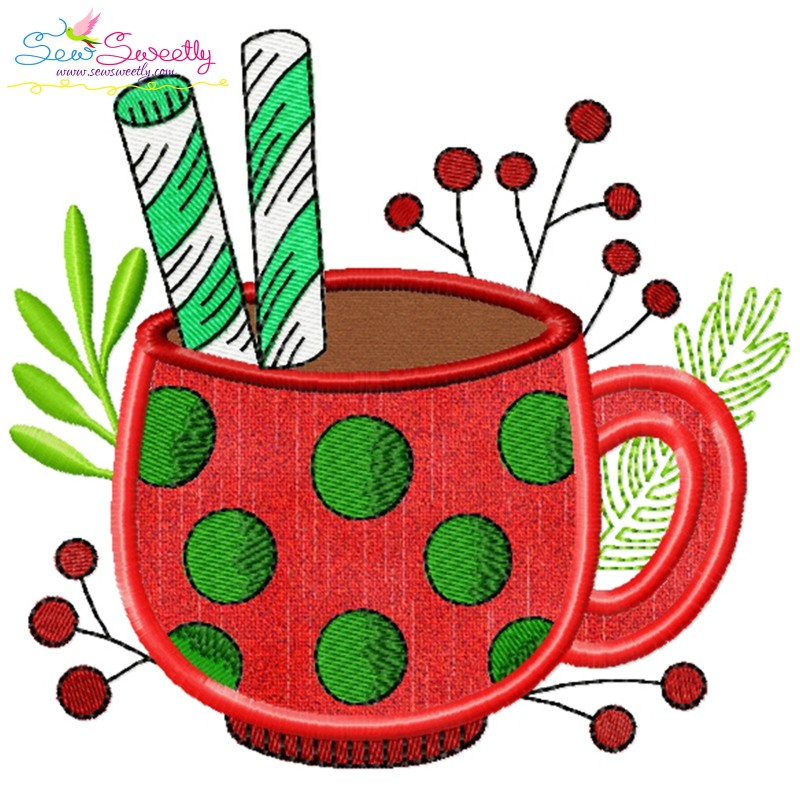 Christmas Hot Chocolate Cups Applique Design Bundle