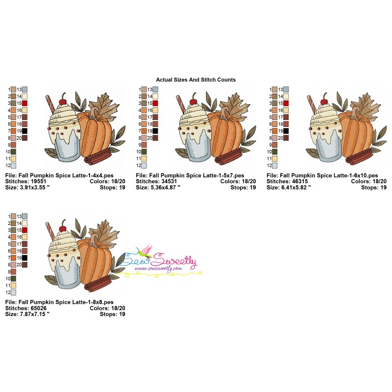 Embroidery Design Pattern - Fall Pumpkin Spice Latte-1