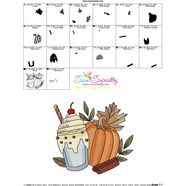 Embroidery Design Pattern - Fall Pumpkin Spice Latte-1
