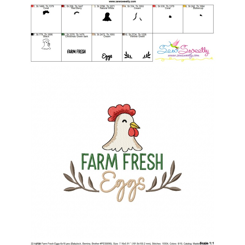 Embroidery Design Pattern - Farm Fresh Eggs