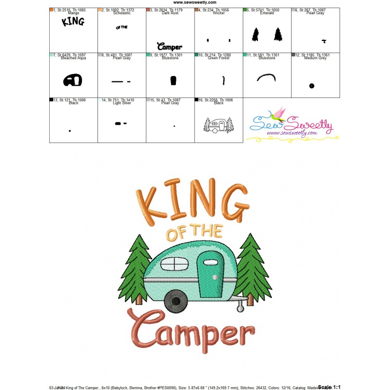 Camping Embroidery Design - King of The Camper