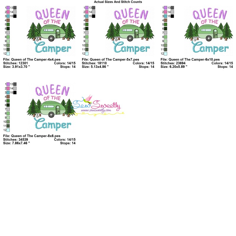 Camping Embroidery Design - Queen of The Camper