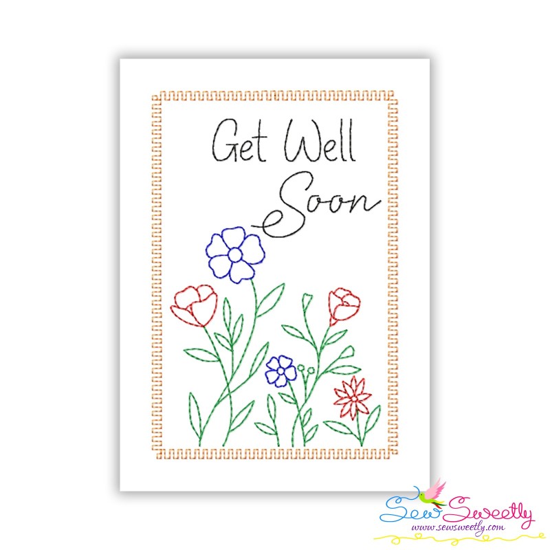 Get Well Soon Greeting Cards Embroidery Design Bundle