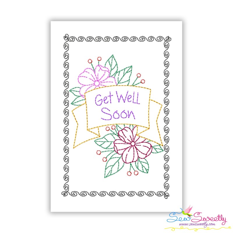 Get Well Soon Greeting Cards Embroidery Design Bundle