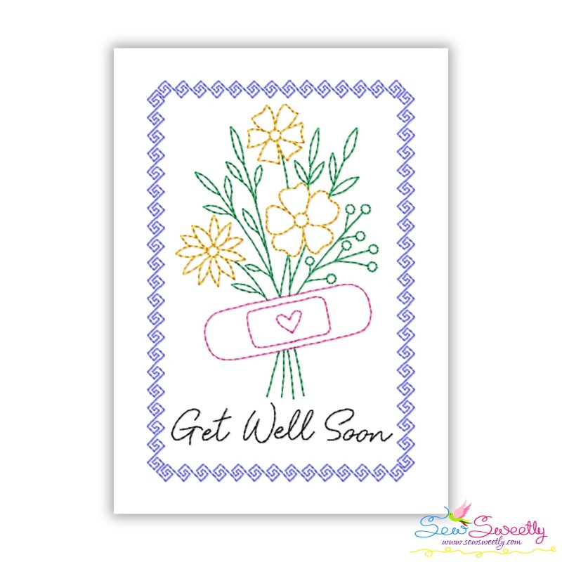 Get Well Soon Greeting Cards Embroidery Design Bundle