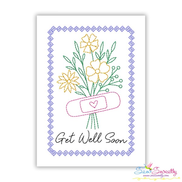 Get Well Soon Greeting Cards Embroidery Design Bundle