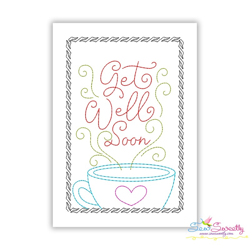 Get Well Soon Greeting Cards Embroidery Design Bundle
