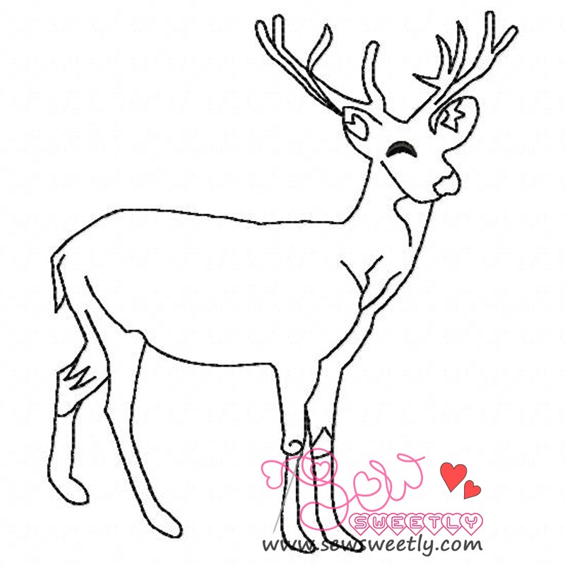 Deer Outline Embroidery Design Moose Deer Outline Wild Animal Line Art