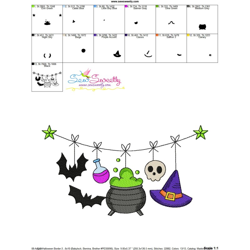 Machine Embroidery Design - Halloween Border-3