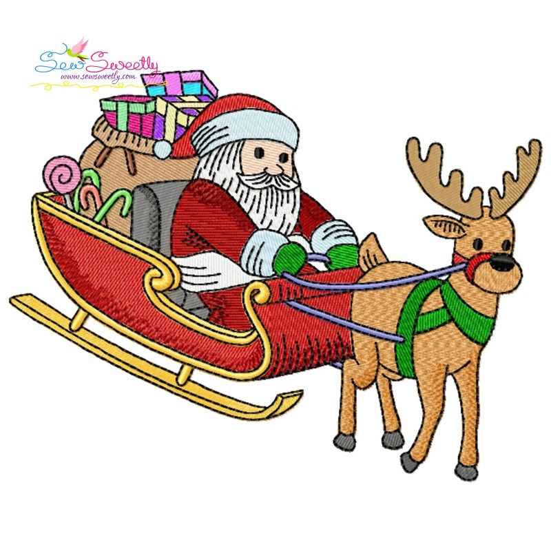 Santa Sleigh Embroidery Design Bundle