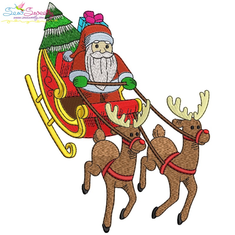 Santa Sleigh Embroidery Design Bundle