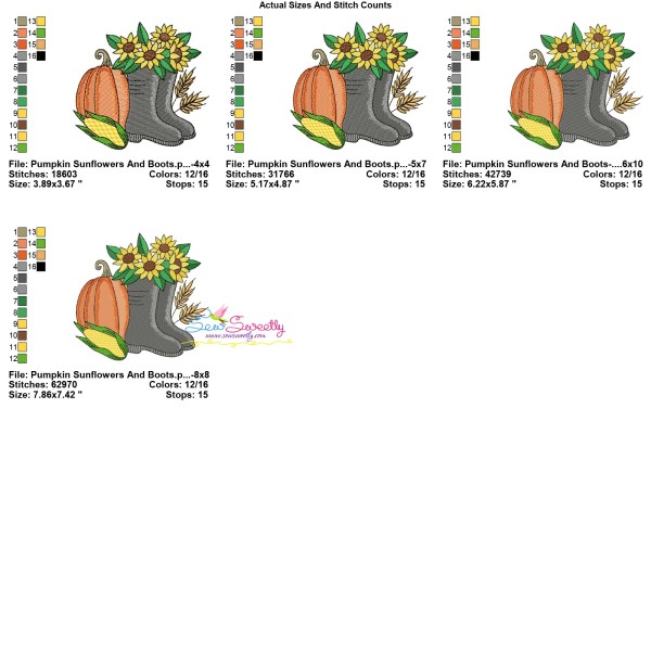 Free Embroidery Design - Pumpkin Sunflowers And Boots