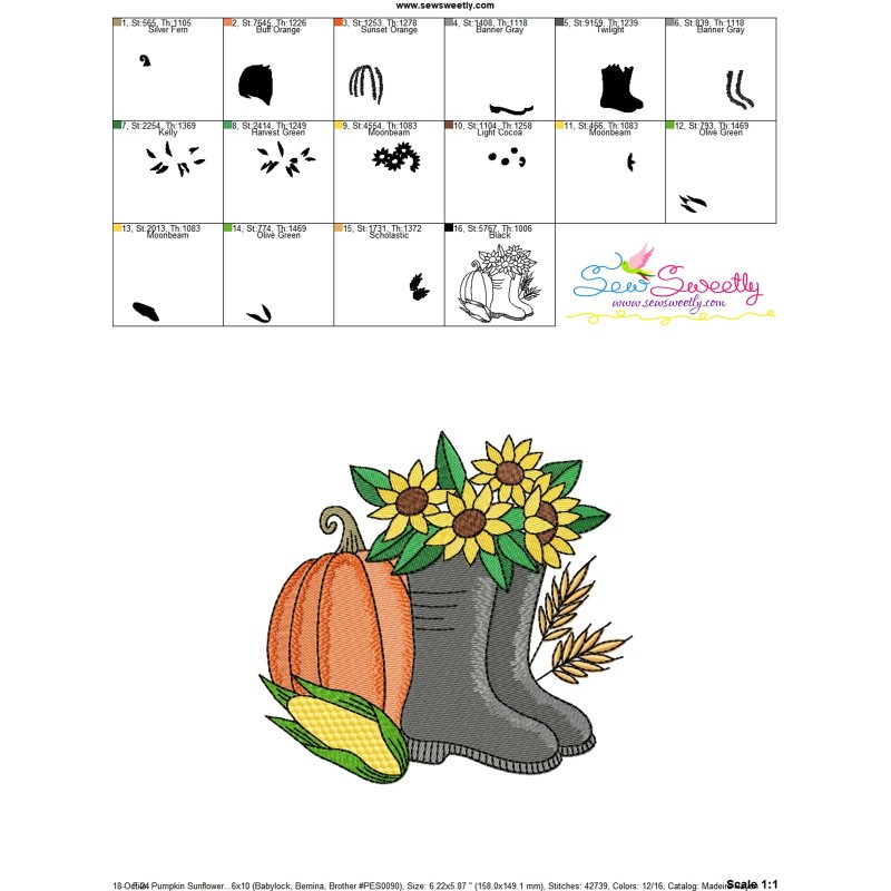 Free Embroidery Design - Pumpkin Sunflowers And Boots