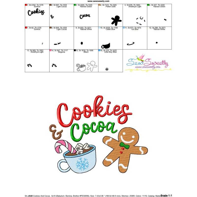 Cookies And Cocoa Embroidery Design Pattern