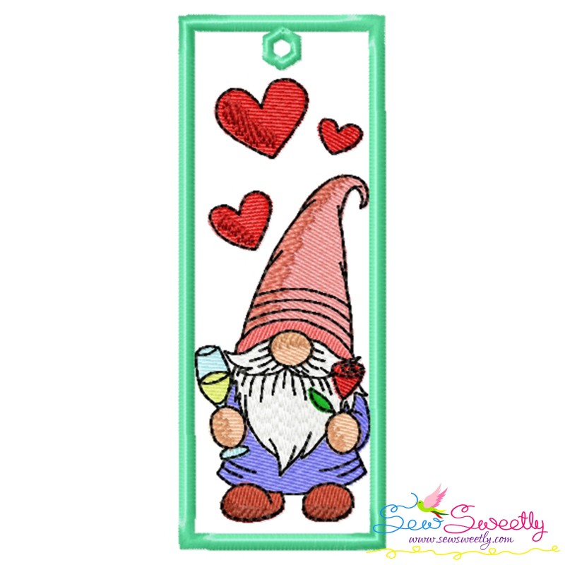 Valentine Gnome Bookmarks Embroidery Design Bundle