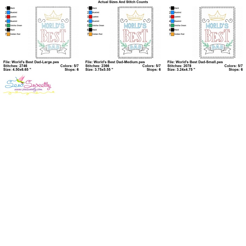 Father's Day Cardstock Embroidery Design - World's Best Dad