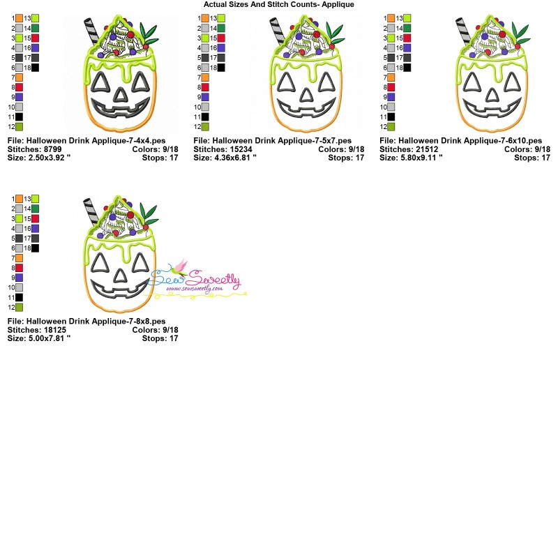 Free Halloween Drink-7 Applique Design Pattern