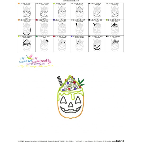 Free Halloween Drink-7 Applique Design Pattern