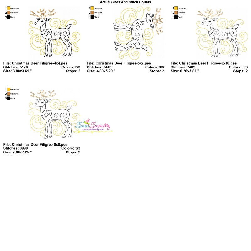 Christmas Deer Filigree Embroidery Design