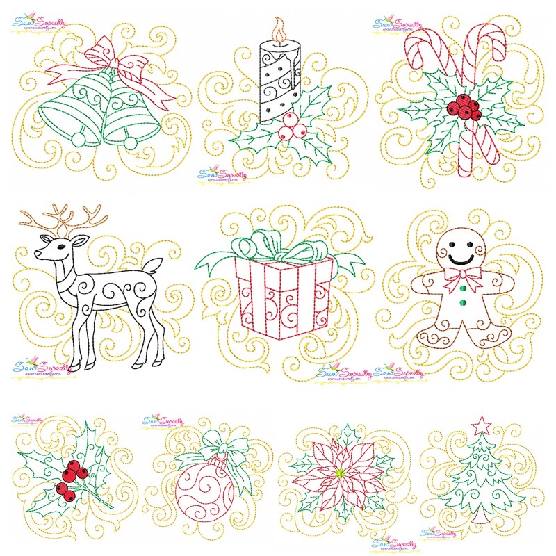 Quick Stitch Christmas Filigree Embroidery Design Bundle