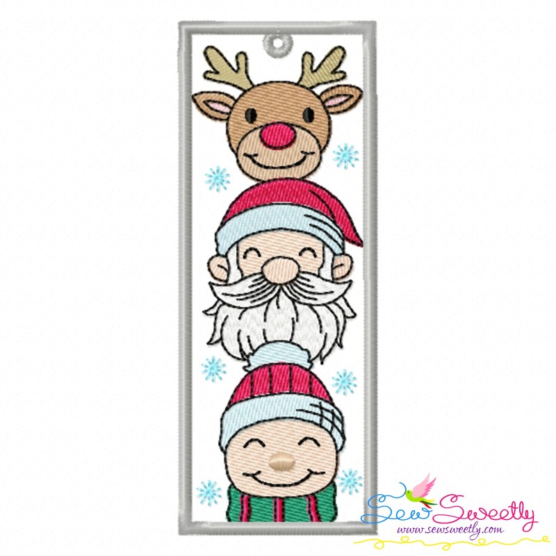 Christmas Bookmark Santa Trio ITH Embroidery Design