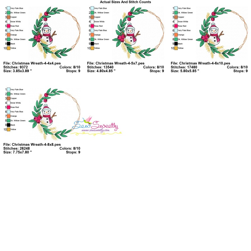 Christmas Wreath-4 Machine Embroidery Design