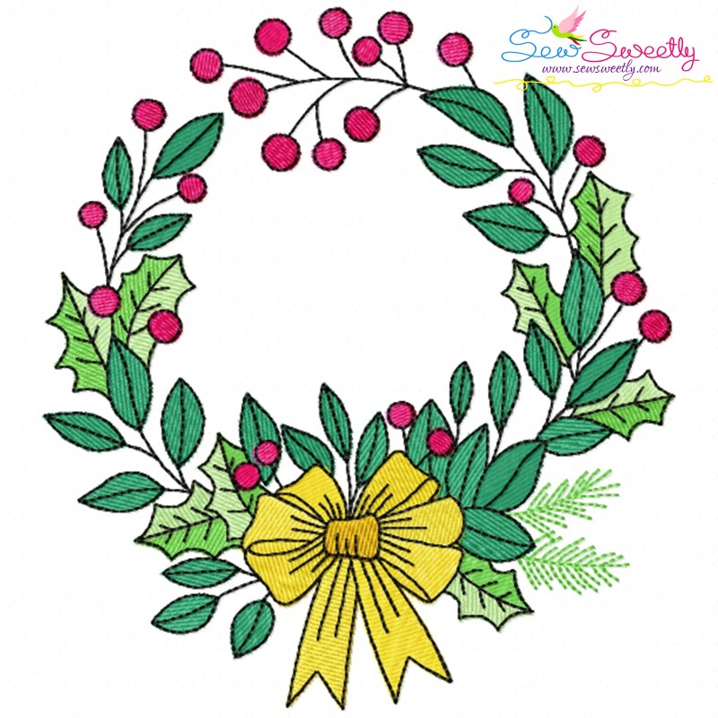 Christmas Wreath-3 Machine Embroidery Design