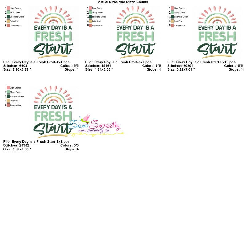 Every Day Is a Fresh Start Motivational Quote Embroidery Design