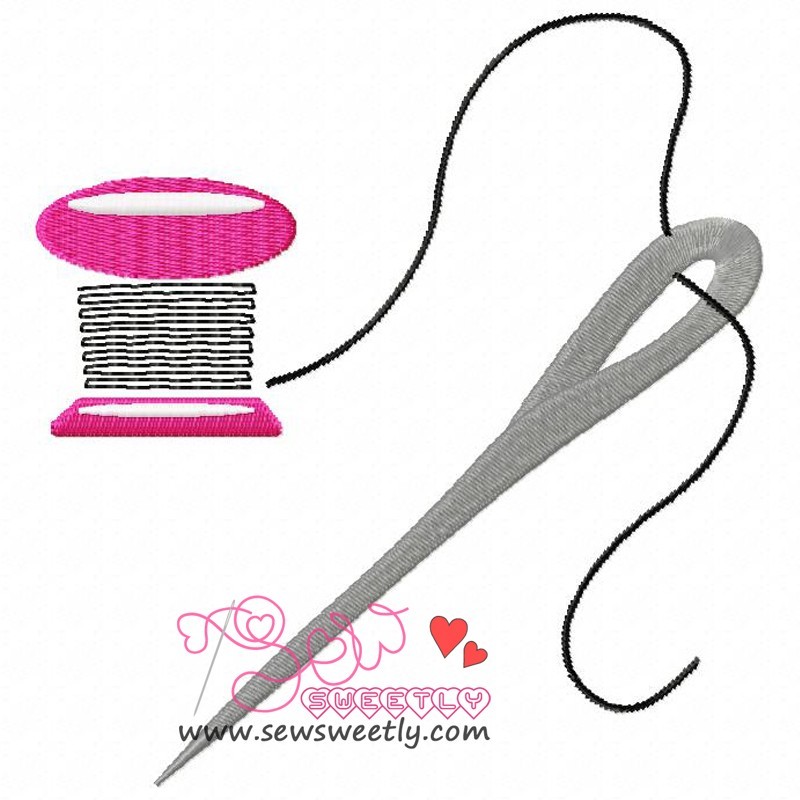 Thread With Needle Embroidery Design Pattern