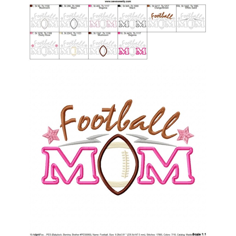 Football Mom Applique Design Pattern