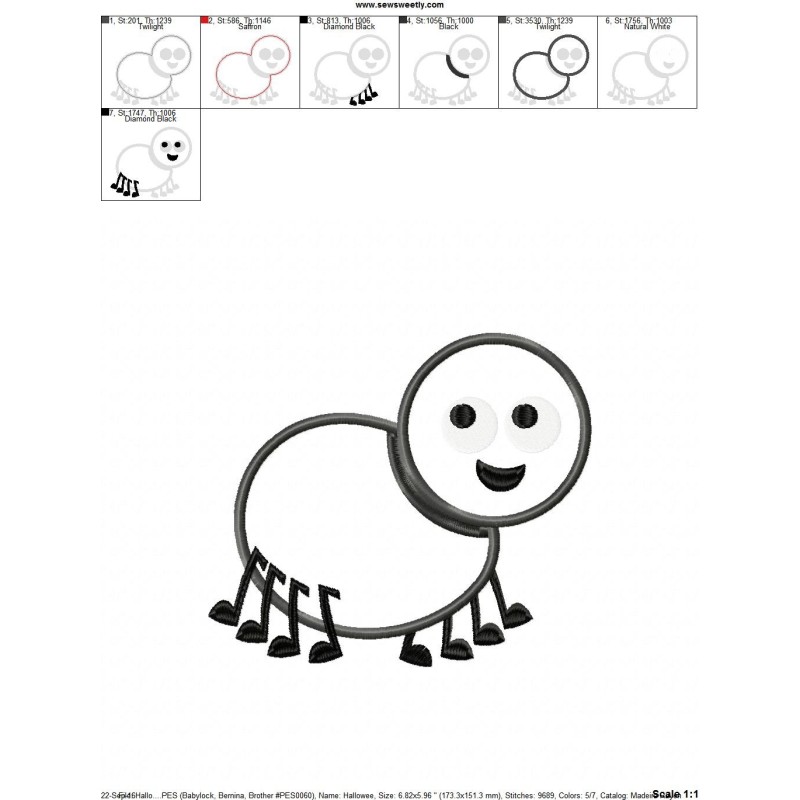Halloween Spider Applique Design Pattern