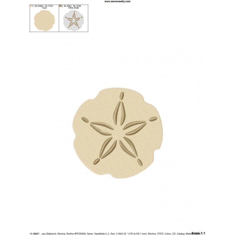 Sand Dollar Embroidery Design Pattern