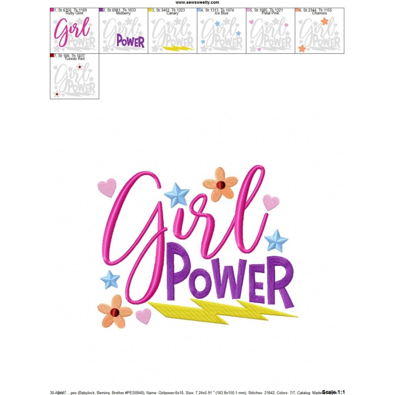 Girl Power Embroidery Design Pattern