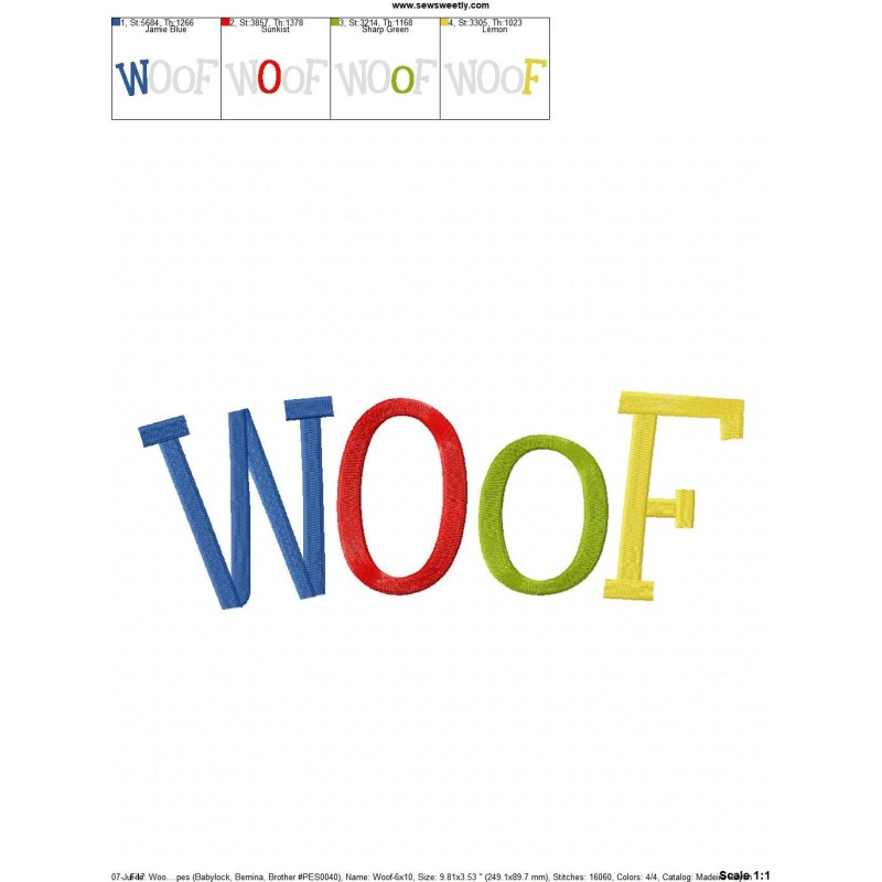 Woof Embroidery Design Pattern