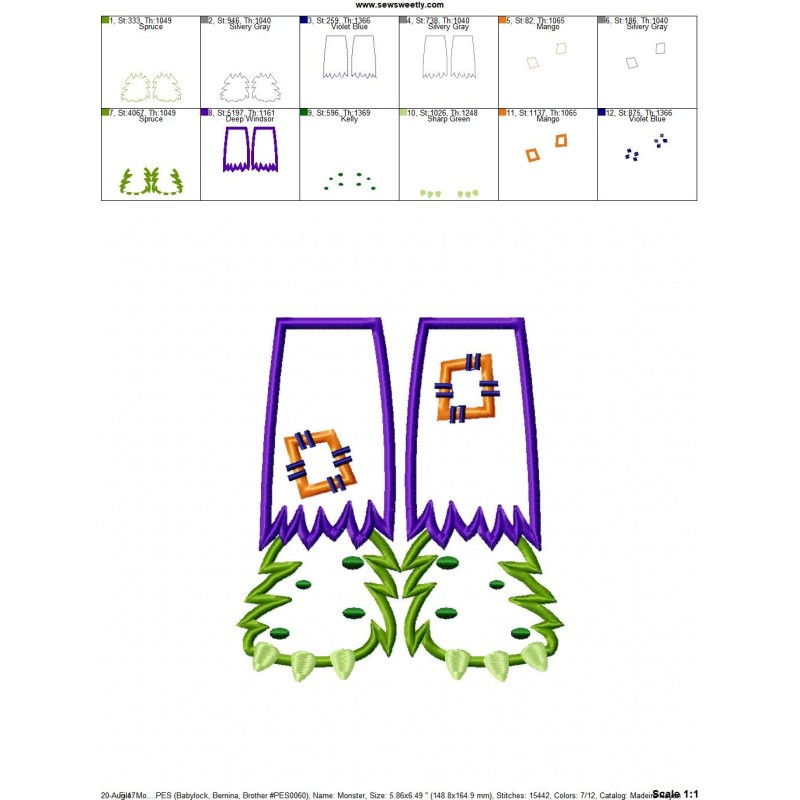Monster Feet Applique Design Pattern