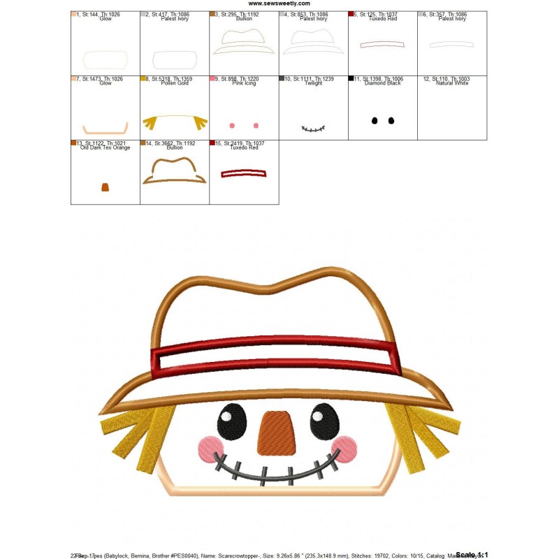 Scarecrow Topper Applique Design Pattern