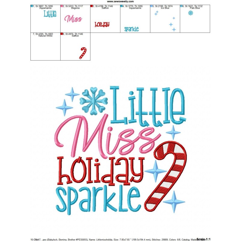 Little Miss Holiday Embroidery Design Pattern