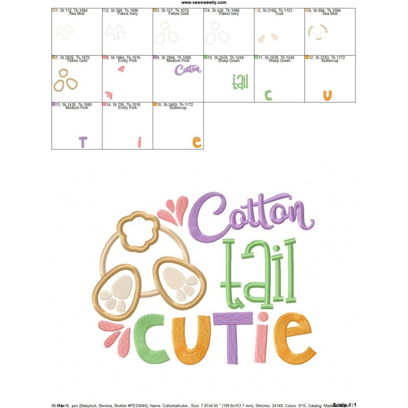Cotton Tail Cutie Applique Design Pattern