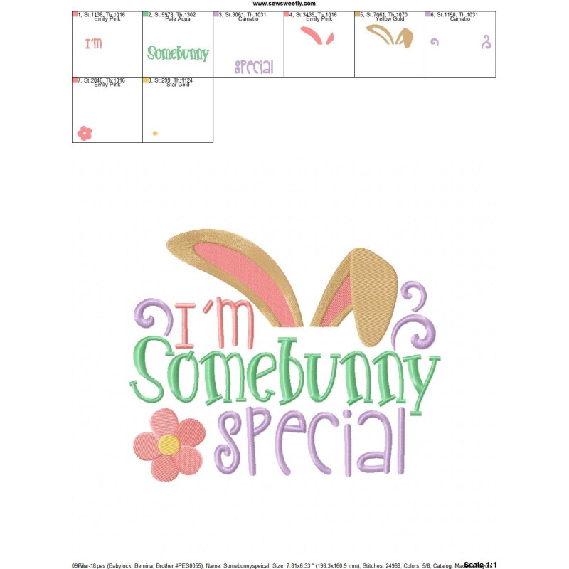 I am Some Bunny Special Embroidery Design Pattern