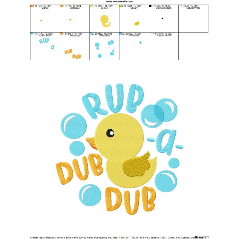 Rub a Dub Dub Nursery Rhyme Embroidery Design Pattern