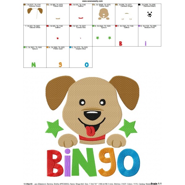 Bingo Nursery Rhyme Embroidery Design Pattern