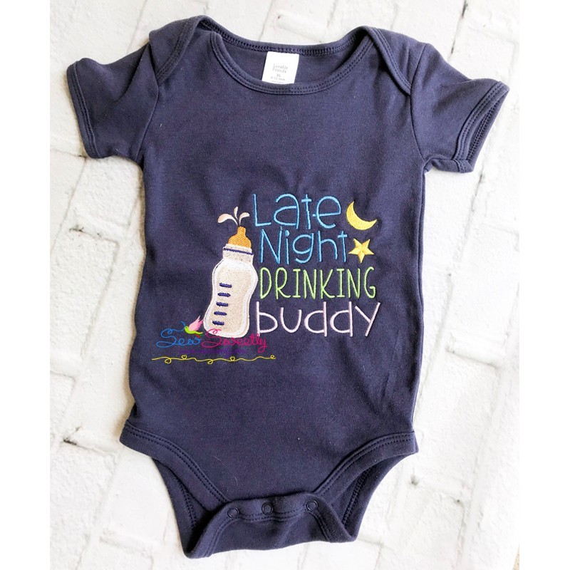 Late Night Drinking Buddy Embroidery Design Pattern