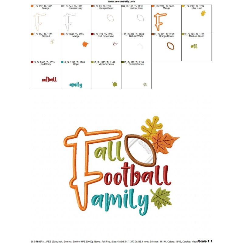 Fall Football Family Lettering Applique Design Pattern